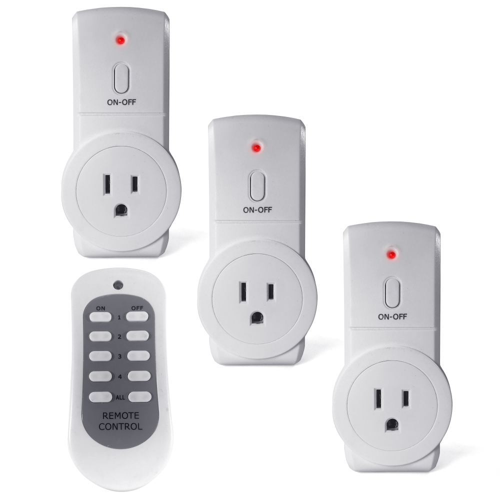ALEKO Wireless Remote Control Outlet Light Switch Three Outlets With ...